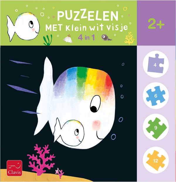 Puzzelen met Klein wit visje. 4-in-1-puzzel | Clavis